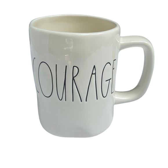 Rae Dunn | Other | Rae Dunn Courage Mug Coffee Tea White Black Large Letters Dimples Nwt 27 Og ...